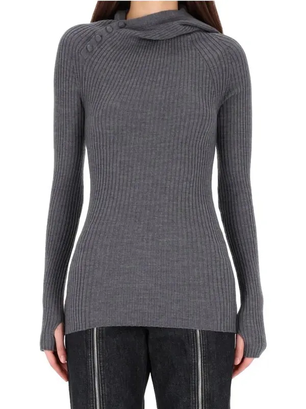 JEAN PAUL GAULTIER Ribbed Hooded Jumper - Gray