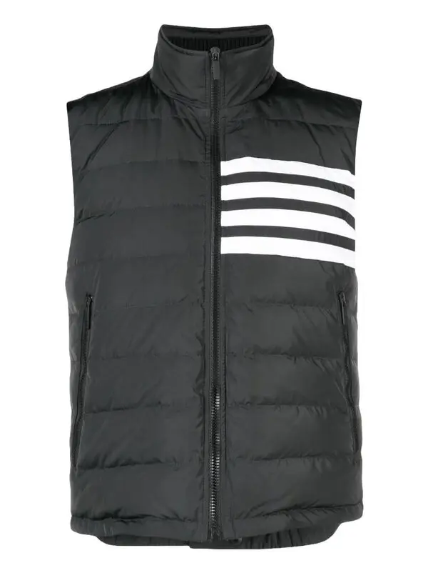Thom Browne 4-bar Motif Zipped Gilet - Dark Gray