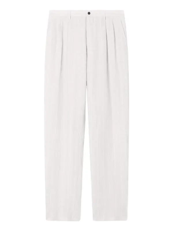 Giorgio Armani Pleated Pinstripe Wide-leg Trousers - White