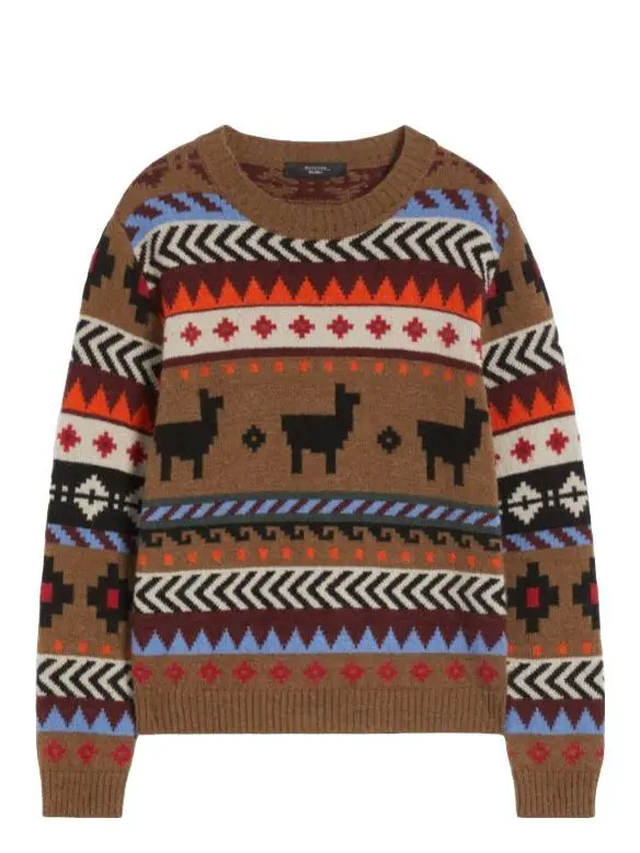 Max Mara Llama-pattern Crew-neck Sweater - Brown