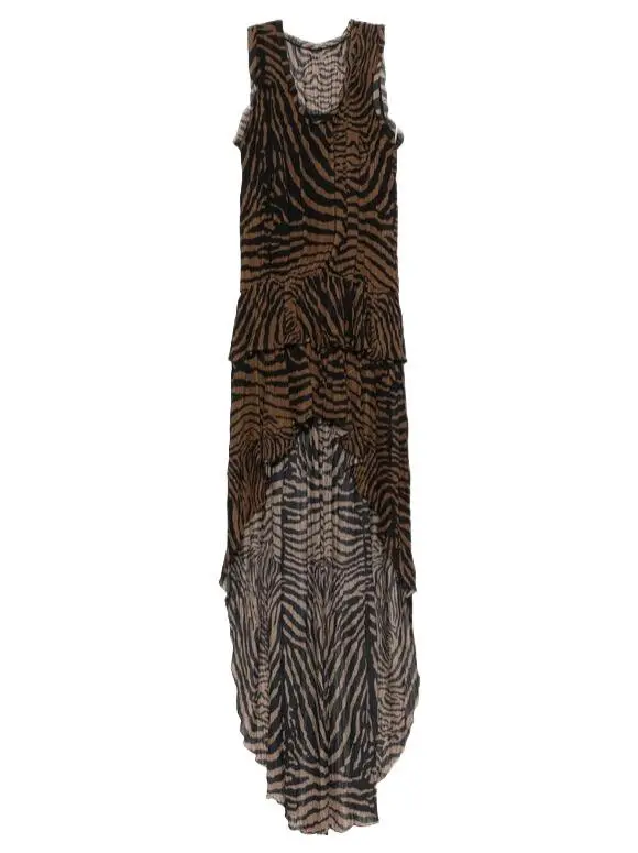 Blumarine Sleeveless High-low Zebra Print Dress - Black
