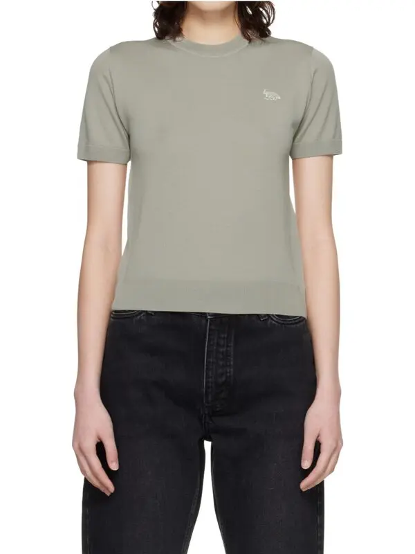 Maison Kitsuné Short-sleeved Wool Knit Sweater - Tawny