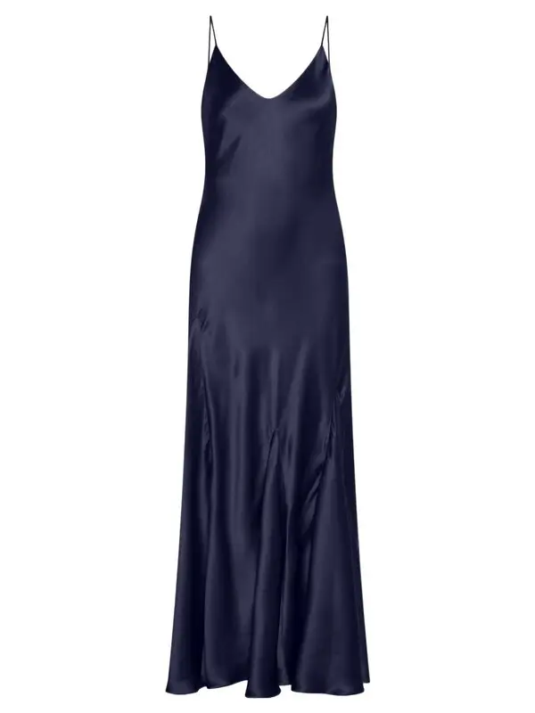 Marella V-neck Spaghetti Strap Maxi Dress - Navy Blue