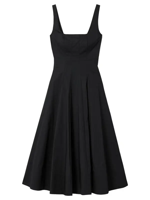 Staud Wells Pleated Midi Dress - Black