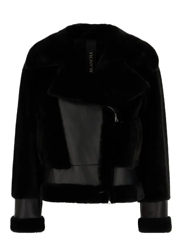 BLANCHA Leather & Shearling Jacket - Black