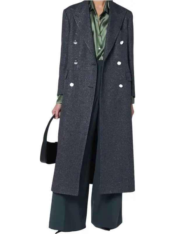 Tagliatore Double-breasted Herringbone Coat - Black