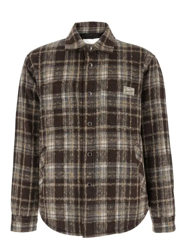DUNST Logo Patch Flannel Shirt - Black
