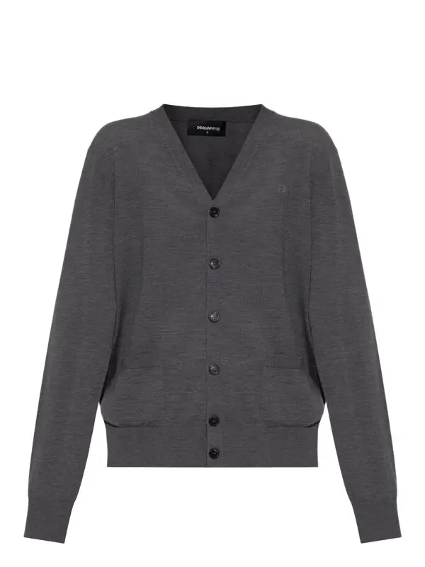 Dsquared2 Embroidered Logo Knit Cardigan - Black