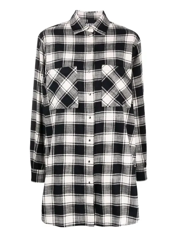 DIESEL® Checked Shirt Dress - Gray