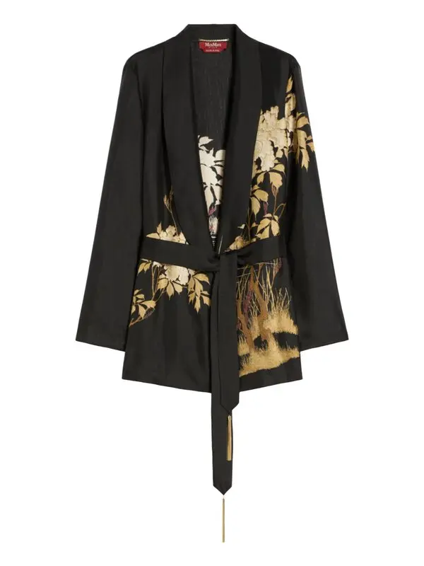 Max Mara Floral Print Tunic With Belt - Black