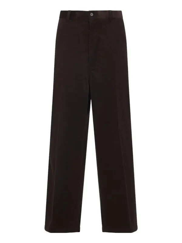 Prada Corduroy Straight Leg Trousers - Black