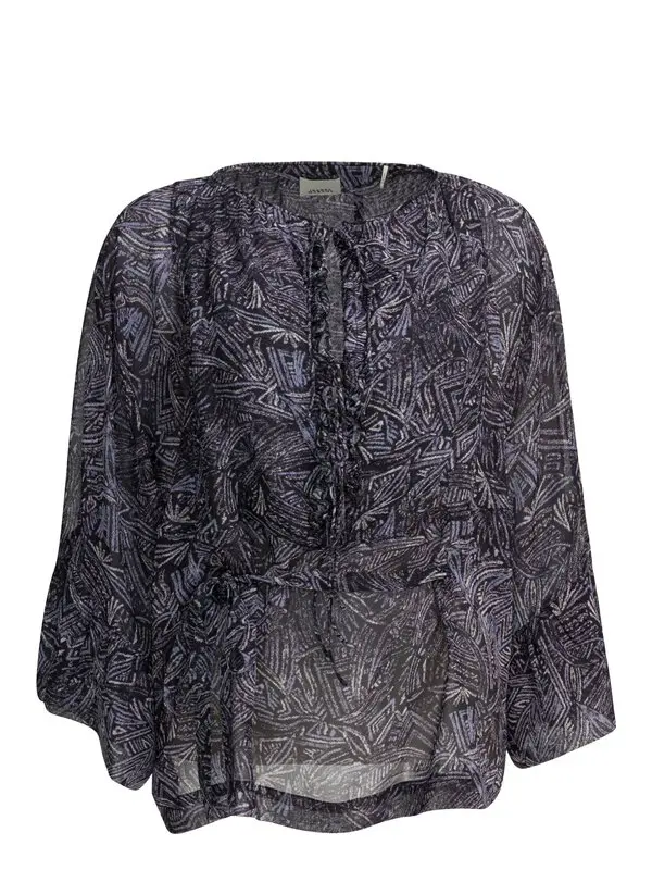 Isabel Marant Étoile Tekia Abstract-print Ruffled Shirt - Black