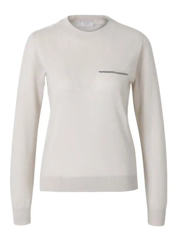 Peserico Ribbed Crew Neck Long Sleeve Knitwear - White
