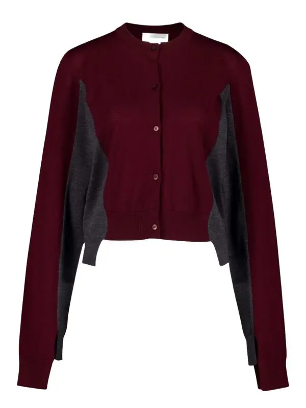 Stella McCartney Colour-block Wool Cardigan - Gray, Bordeaux Red
