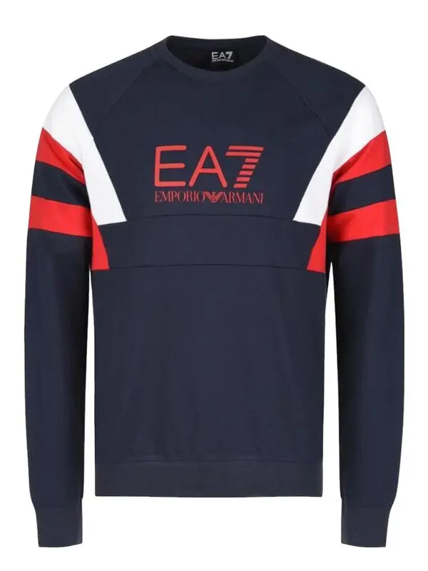 EA7 Crewneck Sweater With Logo Detail - Black