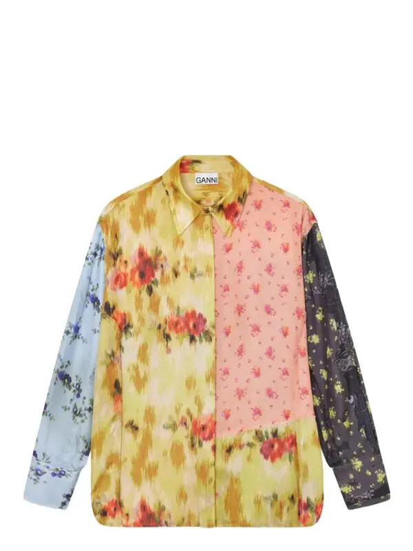 GANNI Printed Silk Shirt - Multicolor