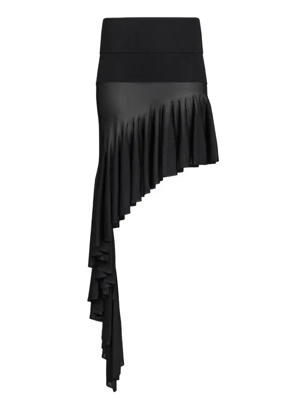 Alaïa Pointed Knit Viscose A-line Skirt - Black