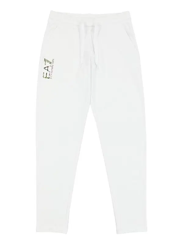 EA7 Logo Printed Drawstring Sweatpants - White