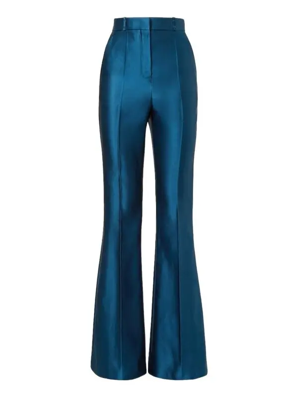 Fendi High-waisted Flared Satin Trousers - Blue