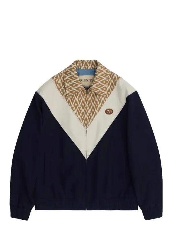 Valentino Garavani Vlogo Patch Zip-up Jacket - Blue