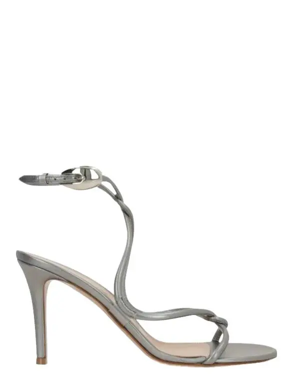 GIANVITO ROSSI Knotted-buckle Heeled Sandals - Gray