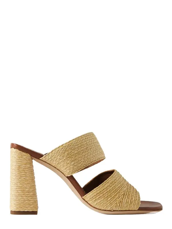 Staud Skylar High-heeled Sandals In Woven Raffia - Beige