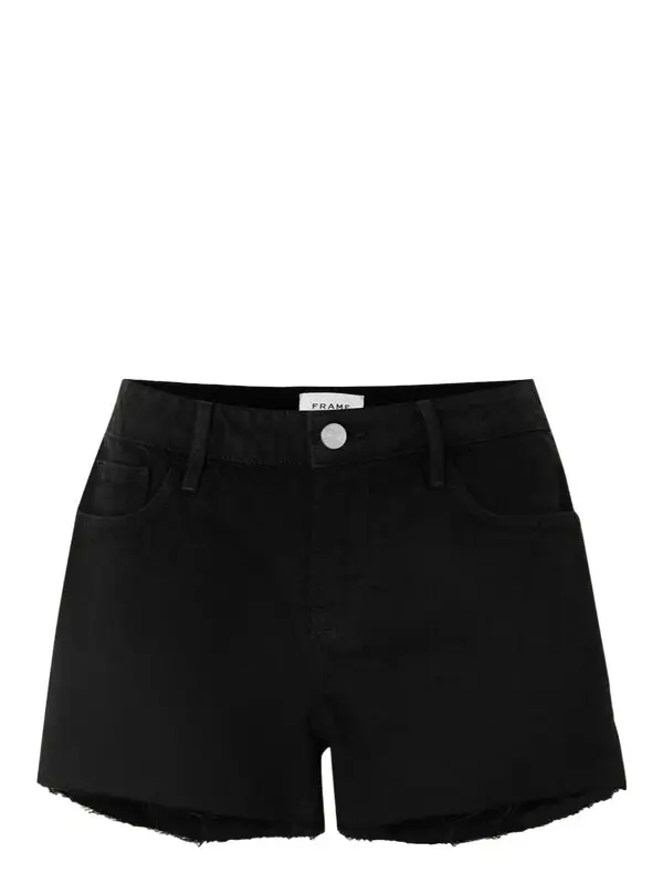 FRAME Frayed Denim Shorts - Black