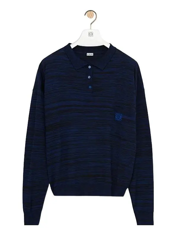 Loewe Striped Logo Polo Sweater - Black