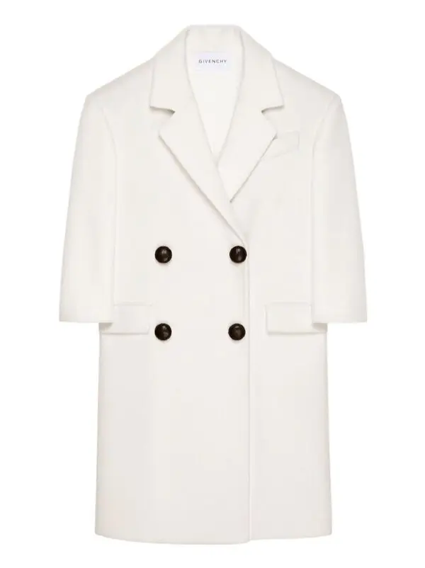 Givenchy Double Breasted Wool Coat - Ivory White