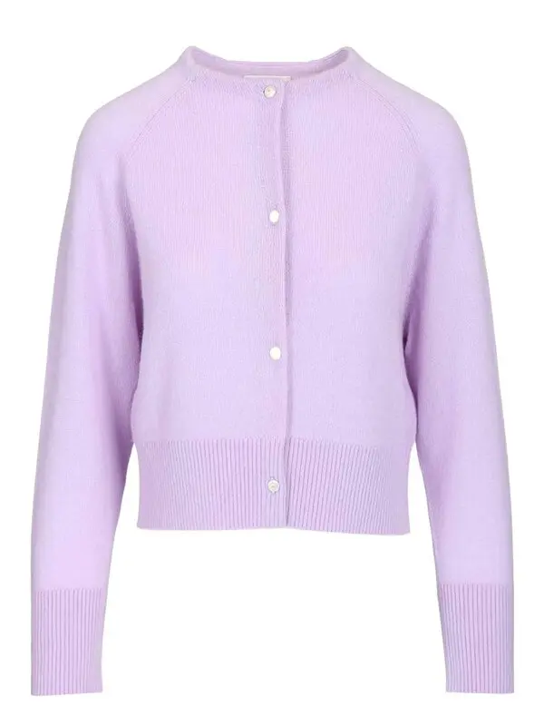 FORTE_FORTE Crew Neck Buttoned Cardigan - Violet