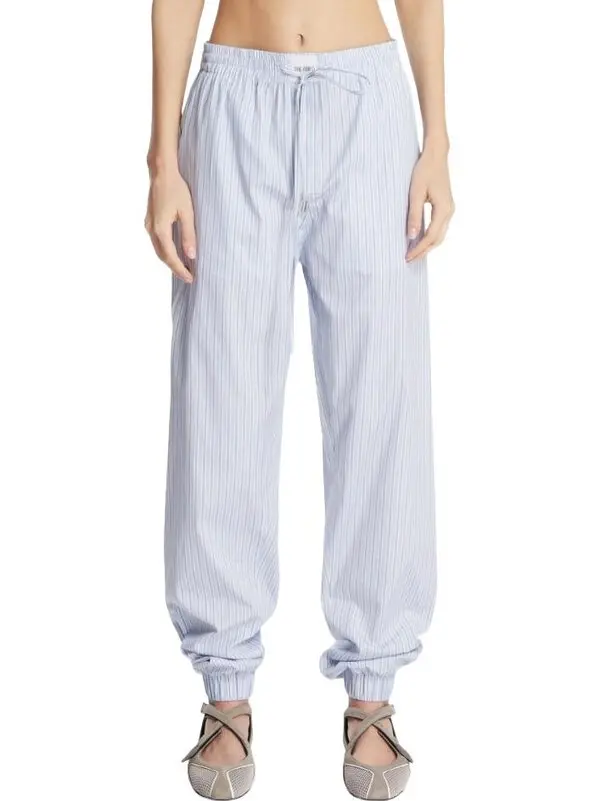Attico Striped Drawstring Trousers - White