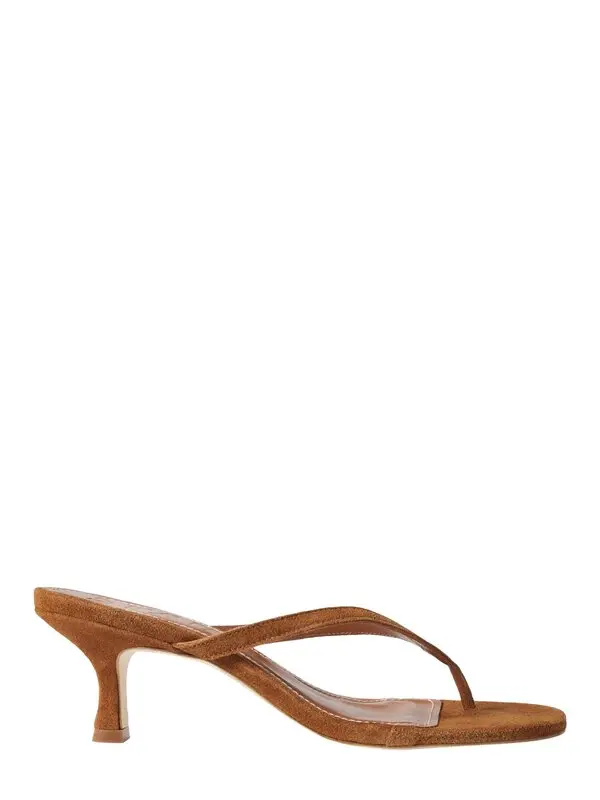 Staud 60mm Suede Thong Sandals - Brown