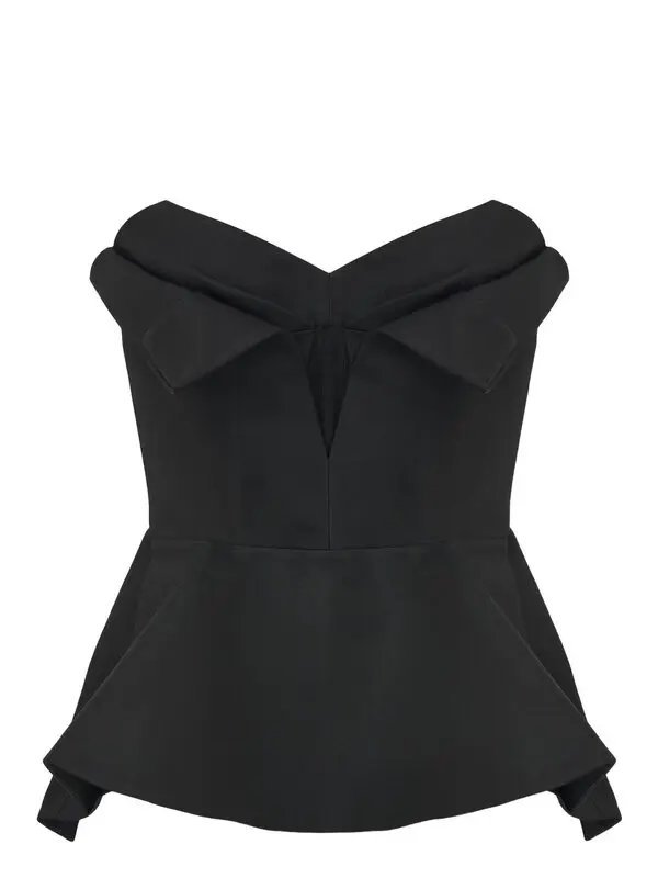 Alexander McQueen Strapless Draped Peplum Top - Black