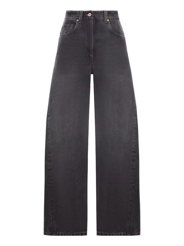 Brunello Cucinelli Mid-waisted Wide-leg Jeans - Black