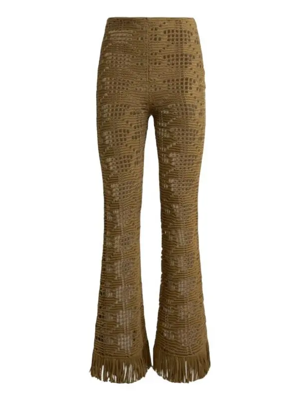 Etro Knitted Trousers With Tassels - Camel
