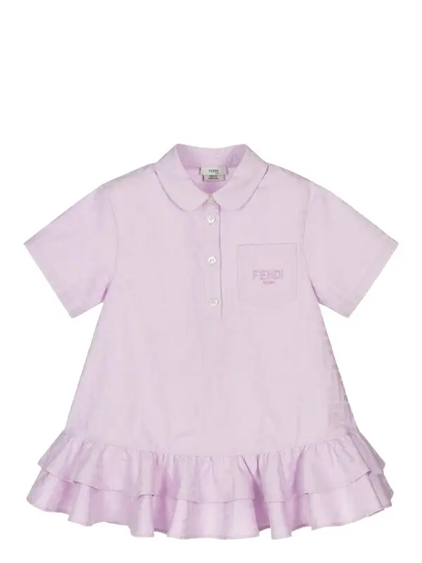 Fendi Ruffled Shirt Dress With Collar And Chest Pocket - Purple