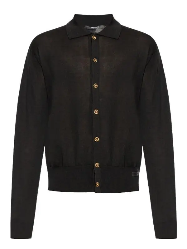 Versace Collared Button-up Cardigan - Black