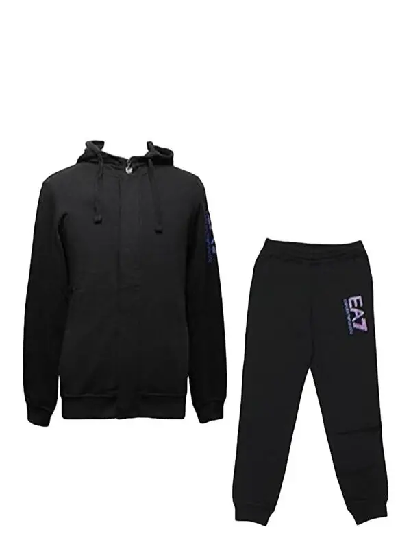 EA7 Logo Details Sports Suit - Black