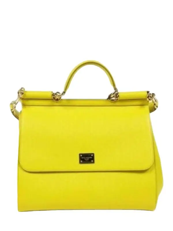 Dolce & Gabbana Logo Detail Top Handle Handbag - Yellow