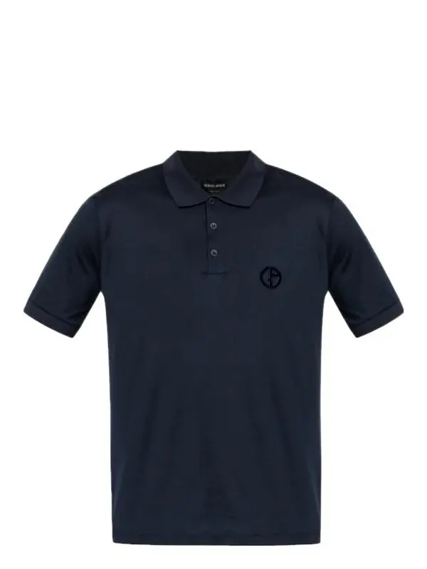 Giorgio Armani Button Detailed Short-sleeved Polo Shirt - Black