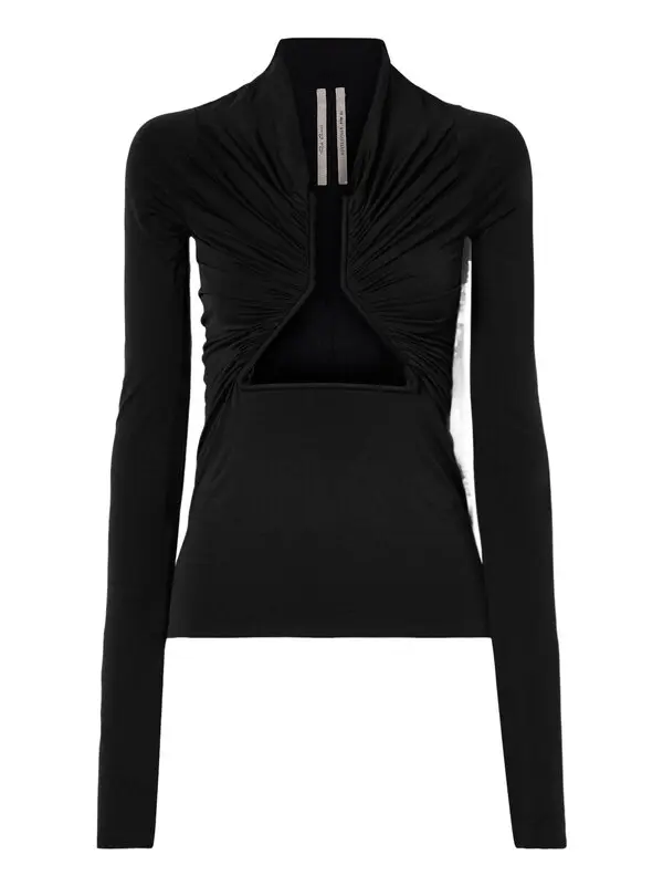 Rick Owens Long Sleeve Draped Jersey Top - Black
