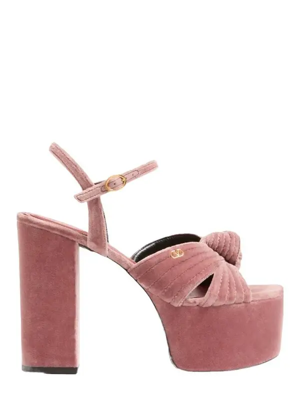 Valentino Garavani Crasher Velvet Platform Sandals - Pink