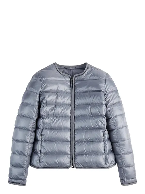 FAY Zip-up Quilted Jacket With Grosgrain Trim - Blue