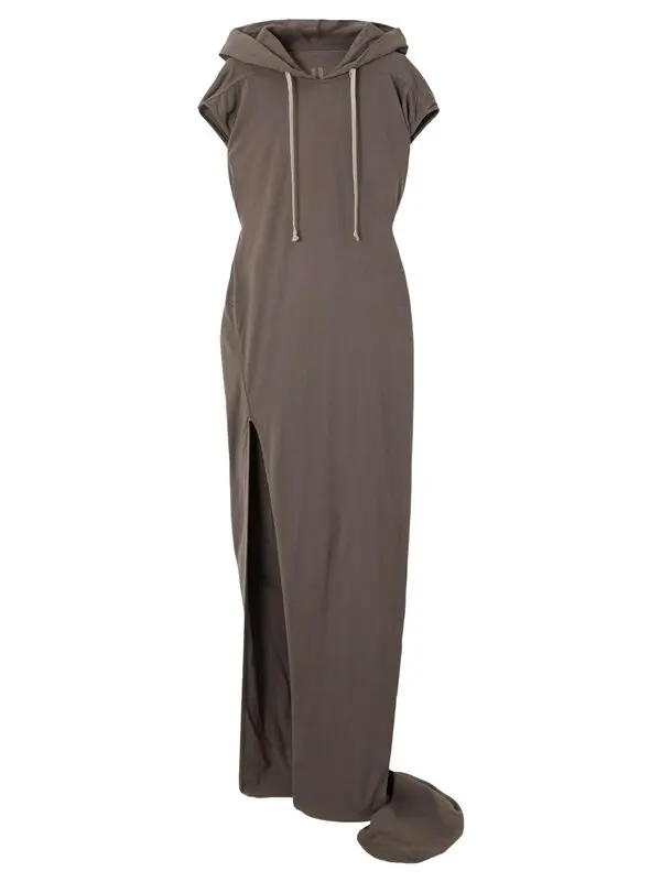 Rick Owens Hooded Maxi Dress With Slit Detail - Brown