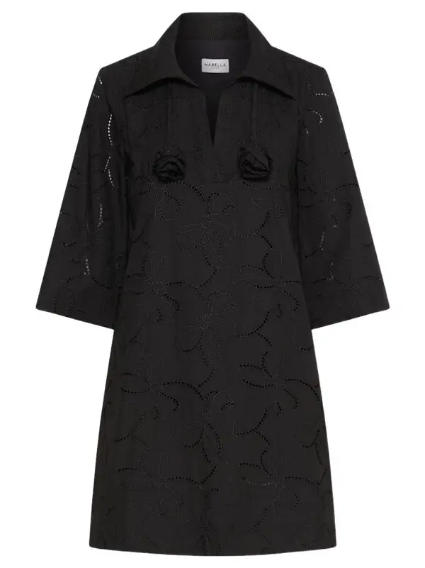 Marella Broderie Anglaise Poplin Dress - Black