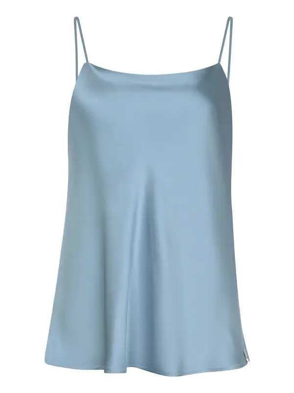 Herno Spaghetti Straps Satin Tank Top - Blue