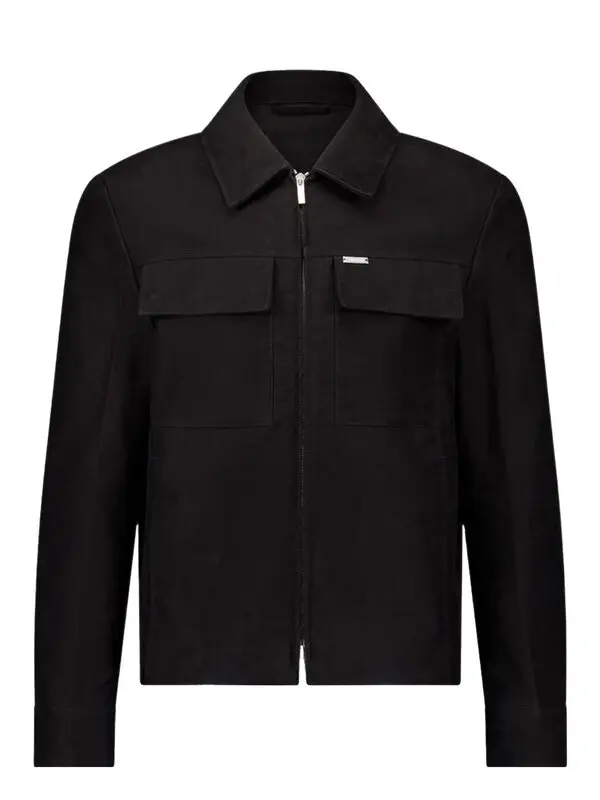 FERRAGAMO Zip-up Jacket With Logo Plaque - Black
