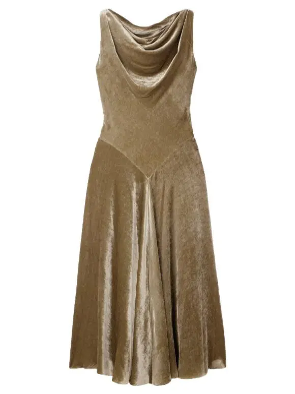 Altuzarra Stretch-velvet Cowl Neck Midi Dress - Brown