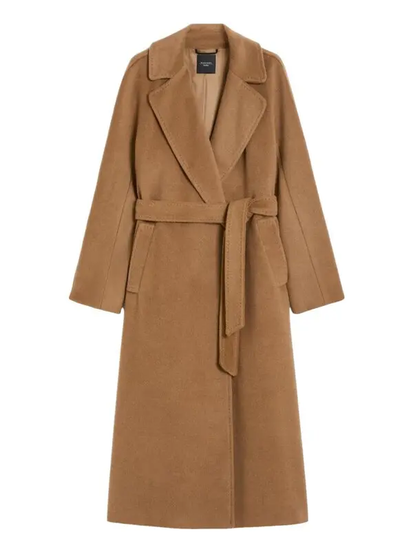 Max Mara Tempera Belted Long-sleeved Coat - Camel