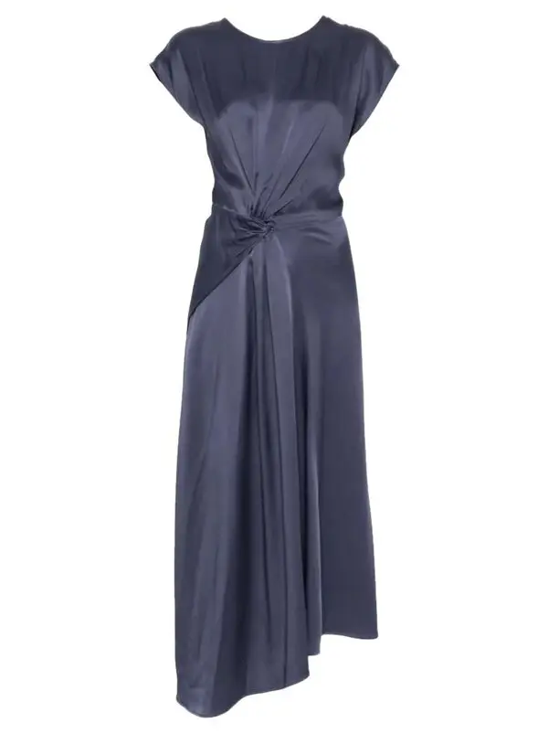 Victoria Beckham Crewneck Knotted Asymmetrical Hem Dress - Eclipse